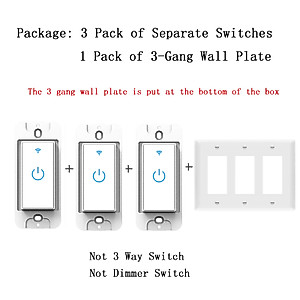 Smart Switch WiFi Light Switch 3 Gang Wireless Light Switch Compatible with Alexa and Google Home