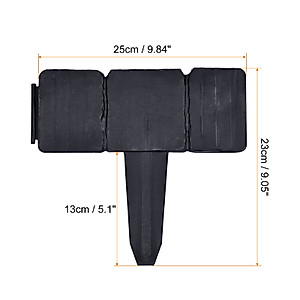 MECCANIXITY Garden Fence Stone Effect 9.8x9.1 Inch, Plastic Decorative Fencing Path Garden Border Edging for Patio Landscape Pathway, Overall 196 Inch Length, Black Pack of 20