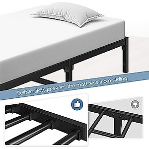 Yaheetech 13 Inch Twin Metal Platform Bed Frame Mattress Foundation with Ultra-Durable Steel Slat Support/Easy Assembly/No Box Spring Needed/Black