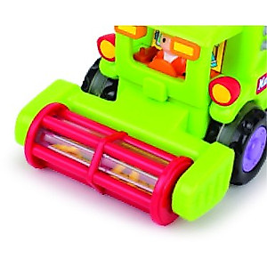 Think Gizmos Friction Toy 3 Vehicle Set for Toddlers - Push and Go Toys for Boys & Girls - Cement Mixer Truck/Street Sweeper/Harvester Truck