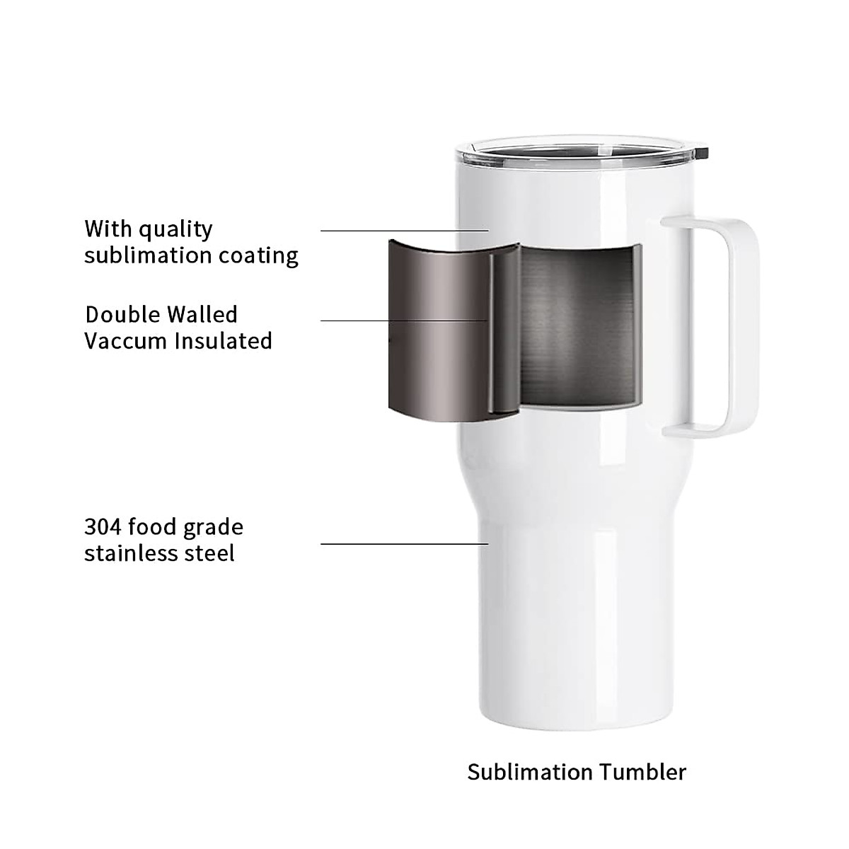 PYD Life Sublimation Tumblers Blanks with Handle 25 OZ Coffee Travel Car Stainless Steel Mugs Cups with Leakproof Lid and Straw for Mug Tumbler Heat Press Sublimation Oven Printing 4 Pack