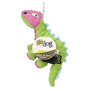 goDog Dinos Spike Squeaky Plush Dog Toy, Chew Guard Technology - Green, Small