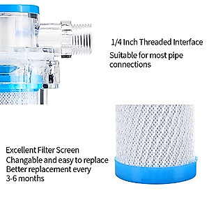 1/2" High Flow Pipeline Water Filter Activated Carbon Filter Element Pre-Filter T Strainer Plastic Raw Water Strainer for Washing Machine Shower