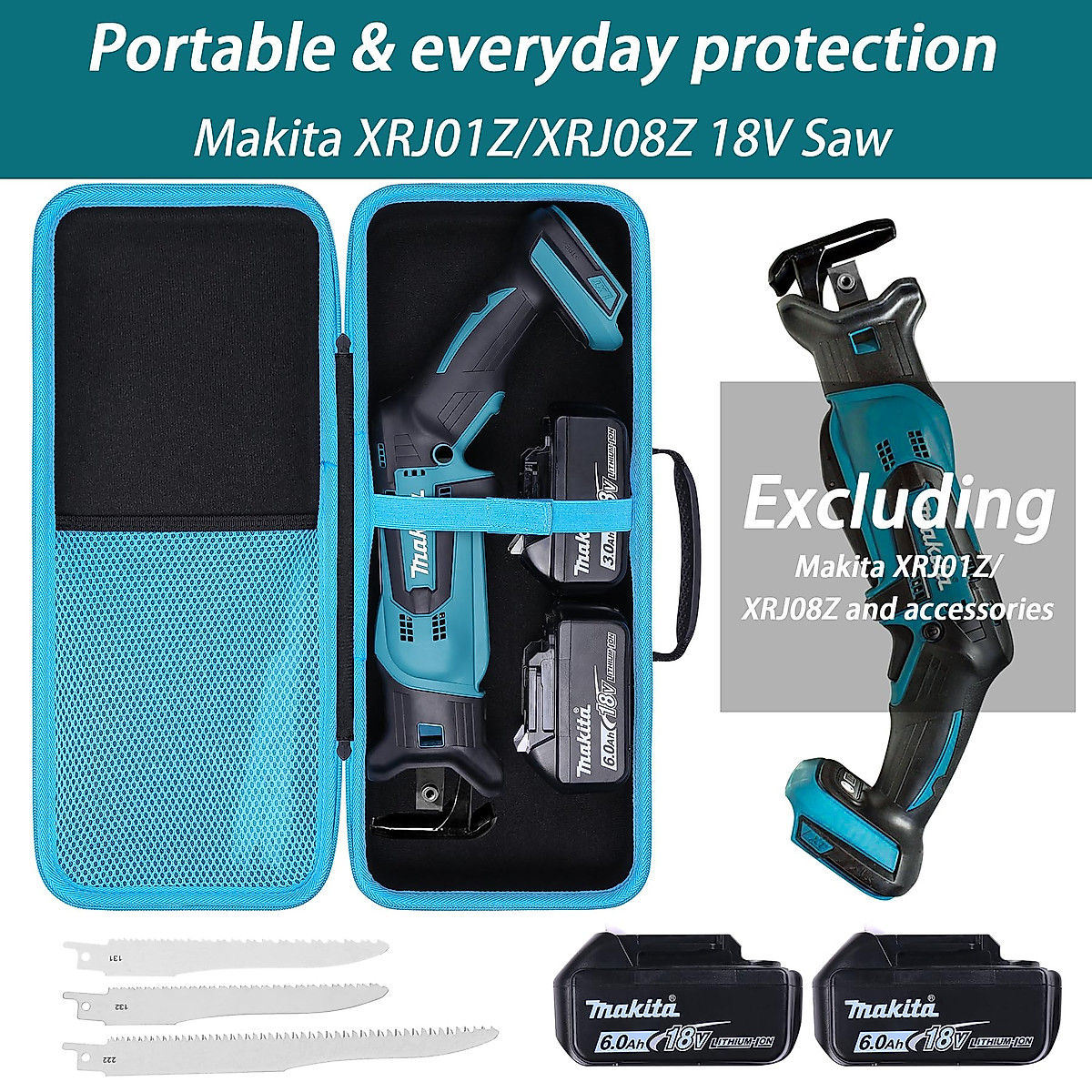 Khanka Hard Tool Case replacement for Makita XRJ01Z / XRJ08Z 18-Volt LXT Lithium-Ion Cordless Compact Reciprocating Saw(Case Only)
