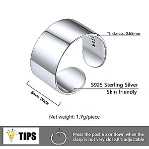Toe Rings for Women 925 Sterling Silver Hypoallergenic Adjustable Simple 8mm Band Ring for Foot Toe Ring Size Range from 2 3 4 5 6