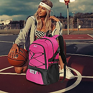 WOLT | Basketball Backpack Large Sports Bag with Separate Ball holder & Shoes compartment, Best for Basketball, Soccer, Volleyball, Swim, Gym, Travel (Pink)
