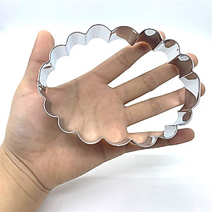 LILIAO Scalloped Edge Plaque Cookie Cutter Frame Sandwich Fondant Biscuit Cutter - 4.8 x 2.9 inches - Stainless Steel - by Janka