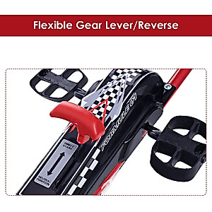 Costzon Go Kart for Kids, 4 Wheel Off-Road Pedal Go Cart w/Adjustable Seat, Steering Wheel, 2 Safety Brakes, EVA Rubber Tires, Ride-On Toys for Boys & Girls, Outdoor Racer Ride On Pedal Car (Red)