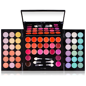 SHANY All About That Face Makeup Kit - All in one Beginner Makeup Set - Eye Shadows, Lip Colors, Face Makeup, Cosmetics applicators & More.