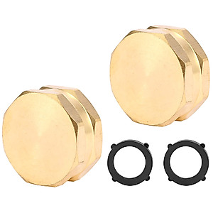 Sanpaint 2 Pack Garden Hose End Caps with Washers, Brass Spigot Cap, 3/4" Female End Cap