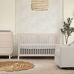 Babyletto Gelato 4-in-1 Convertible Crib with Toddler Bed Conversion in Washed Natural and White, Greenguard Gold Certified