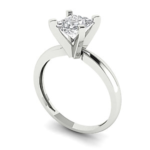 Clara Pucci 1.0 ct Princess Cut Solitaire Genuine Lab Created White Sapphire Bridal Designer Anniversary Engagement Ring 14k White Gold