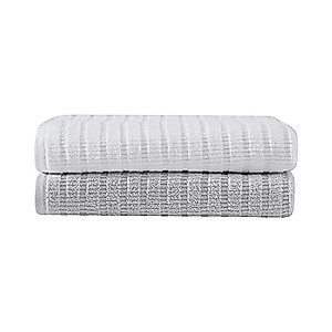 Eddie Bauer Home | Preston Collection | Bath Sheet Set - 100% Cotton, Lightweight & Quick Drying, Machine Washable Easy Care, 2pc, White
