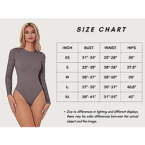 QINSEN Womens Sexy Casual Round Neck Double Lined Long Sleeve Slimming Going Out Top Bodysuits Ash Gray S
