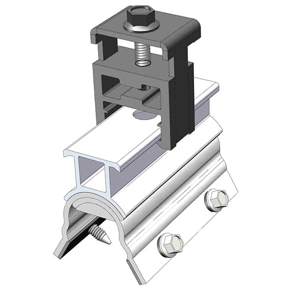 4 RL End Clamp MageBracket RL Mouting Kits for R-Panel Trapezoidal Metal Roof Solar Panel Module Mounting Racking Installation
