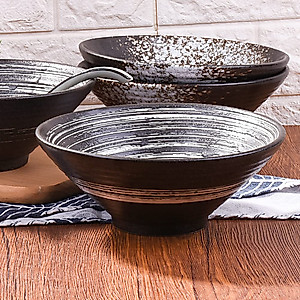 Japanese Ramen Bowls Set, 32 OZ Ceramic Noodle Soup Cereal Bowls (BSB)