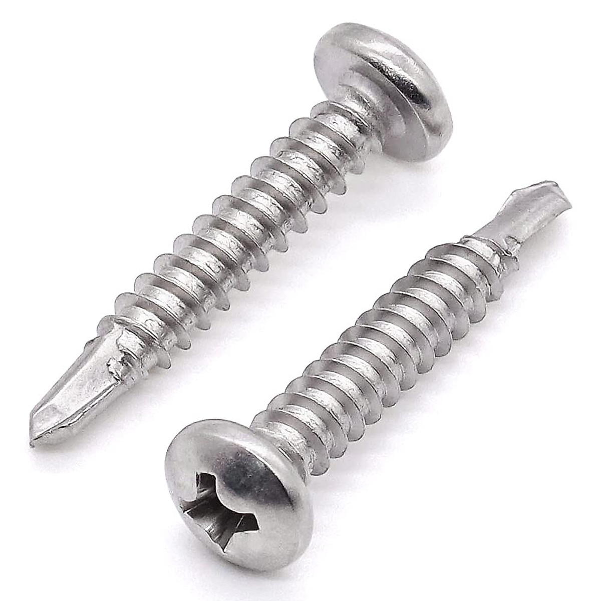 100pcs #6 x 1 Phillips Pan Head Self Drilling Screw, 410 Stainless Steel, Pan Head Quick Self Tapping Screws for Sheet Metal, Wood, Plastic, Without Pre-drilled Holes