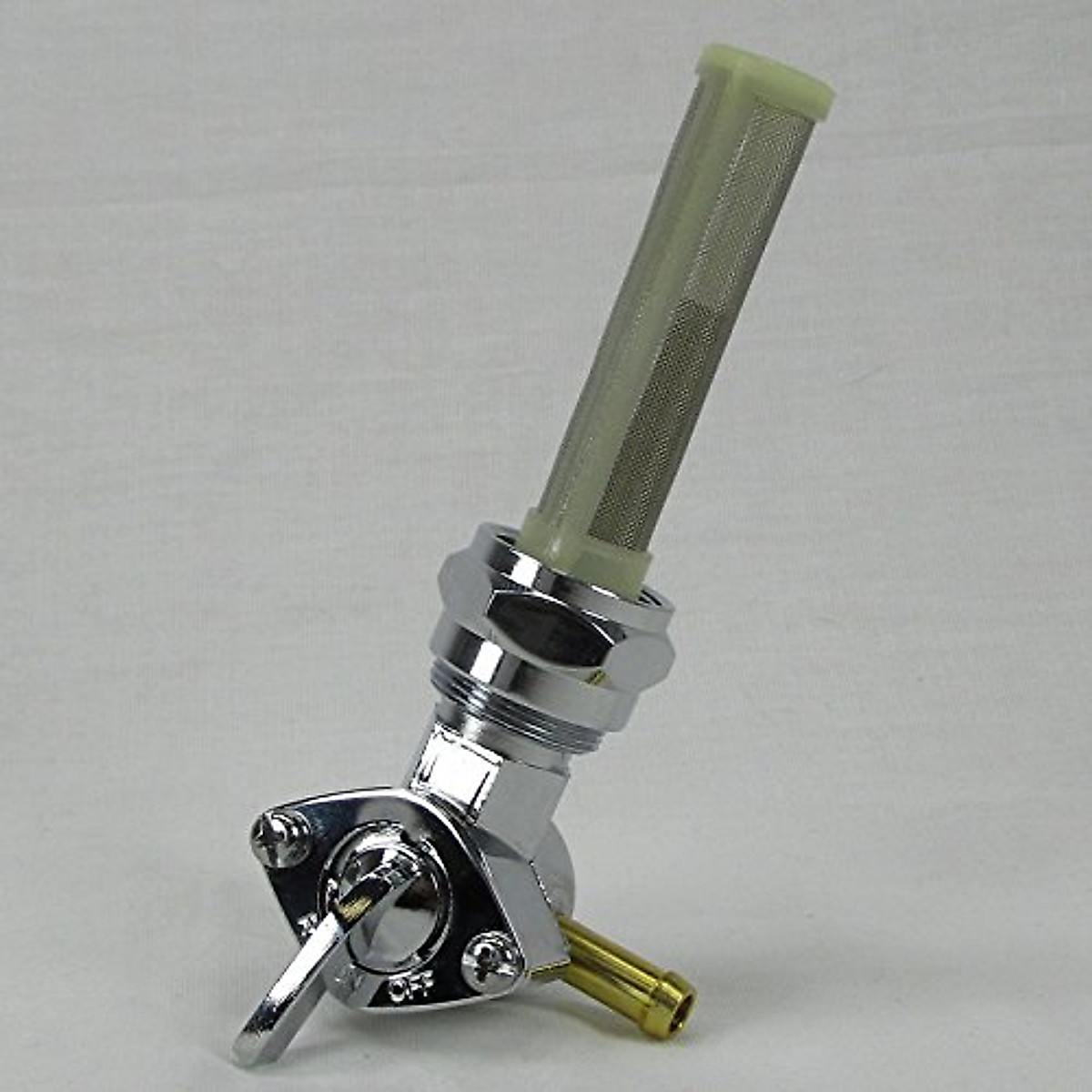 1975-2006 Harley Davidson 22mm Filtered Petcock 90 Degree Elbow Fuel Shut Off Valve - For Use with 1/4" ID Fuel Hose - Replaces HD Part # 62168-81 - Chrome Plated - Motorcycle Chopper Bobber