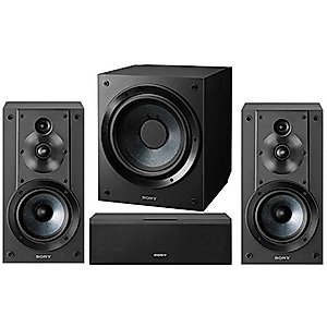 Sony SSCS8 2-Way 3-Driver Center Channel Speaker with Bookshelf Speaker System and Subwoofer Bundle (3 Items)