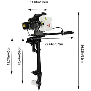 Outboard Motor 4 Stroke 4 Hp, Inflatable Fishing Boat Engine With Air Cooling System, Heavy Duty Boat Engine Outboard Motor With CDI Ignition System (4 Stroke 4 HP Motor)