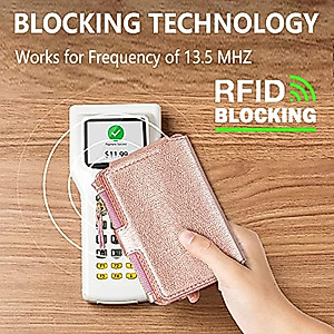 M-Plateau Phone Wallet, PU Leather Card Holder with Zipper Coin Pocket Compatible with iPhone 14 and iPhone Case for Women 3M Adhesive Phone Card Holder with Magnetic Closure(Pink)