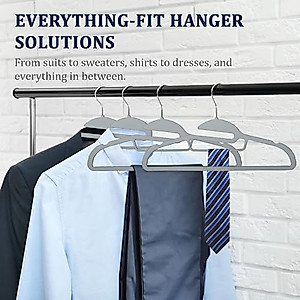 Flysums Plastic Hangers, 50 Pack Coat Hangers Rubber Coated Clothes Hangers with Non-Slip Design, Ultra Slim & Heavy Duty Suit Hangers, Space Saving Hangers for Closet (Gray- S Shaped)