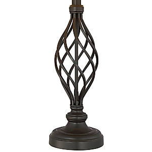 Franklin Iron Works Annie Modern Industrial Table Lamps 28" Tall Set of 2 with Dimmers Bronze Iron Cream Tapered Drum Shade for Bedroom Living Room House Home Bedside Nightstand Office Entryway