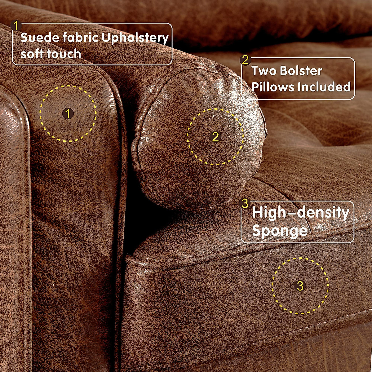 XIZZI Convertible Sectional Sofa Couch L Shaped Sofa 3-Seat Couch with Reversible Chaise for Living Room,L Shaped 83 inches Dark Brown