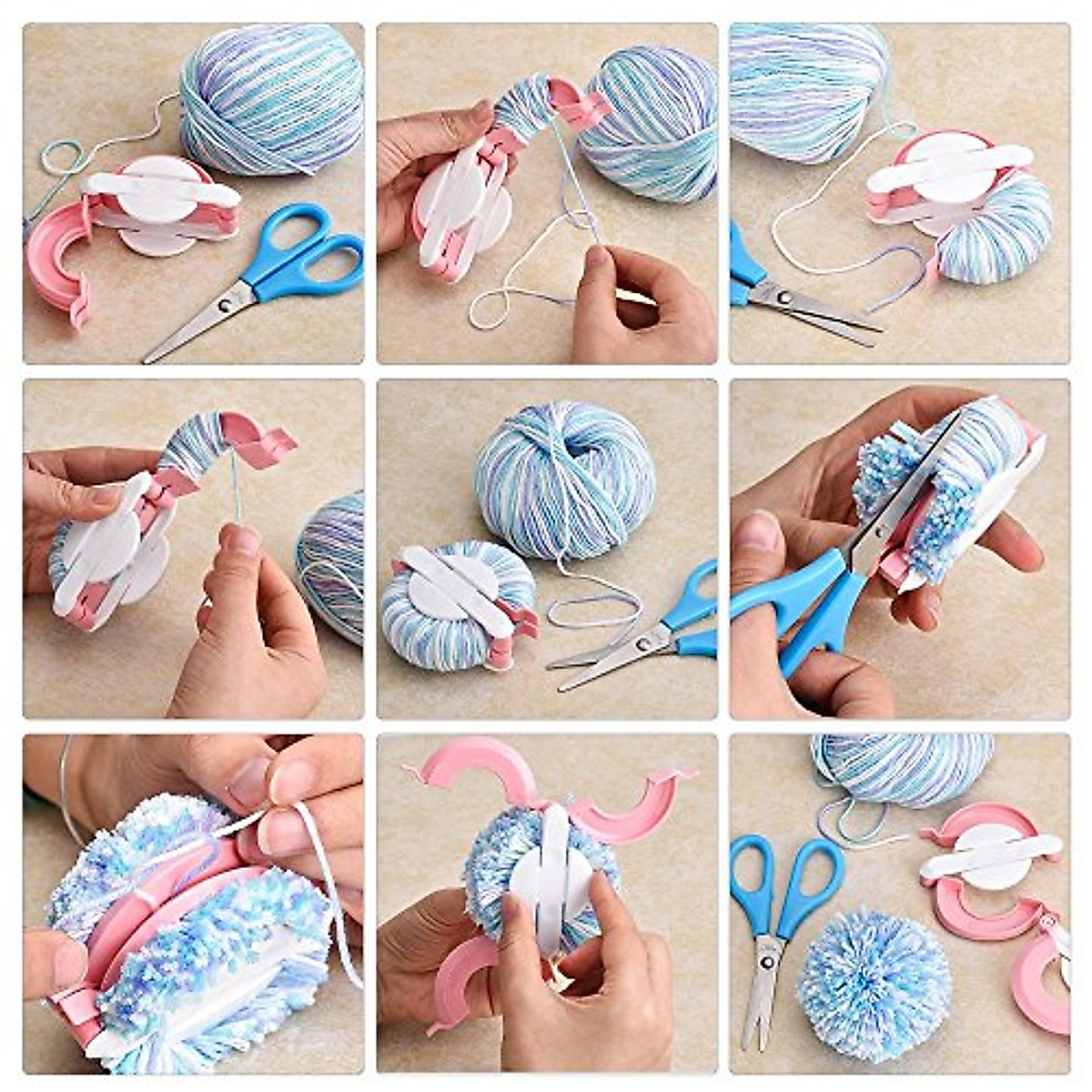Ayasee Pompom Maker, 4 Sizes Pom pom Makers for Fluff Ball Weaver Needle Craft DIY Wool Knitting Craft Tool Set Decoration +1PS Scissors (5)
