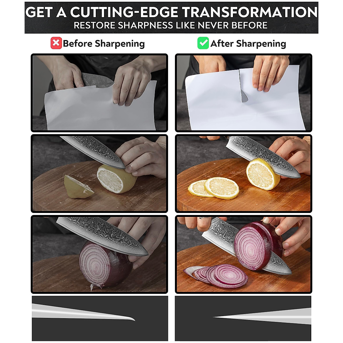 Black Roller Sharpener for Knives with Leather Strop - Knife Sharpener Kit with 15, 17, 20 & 22 Degree Angles - Roller Knife Sharpening System Stand, Holder & Eraser