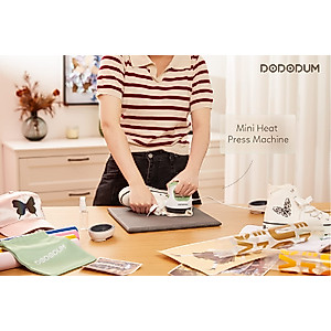 DODODUM Mini Heat Press Machine Easy to Use for T Shirts Shoes Hats Small HTV Iron-on Vinyl Projects Portable Heating Transfer Iron Green