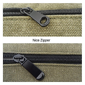 Enyuwlcm Heavy Canvas Stationery Large Pencil Bag with Handle Strap Durable Pencil Case with Two Compartments Zipper Pencil Holder 1 Pack Amygreen