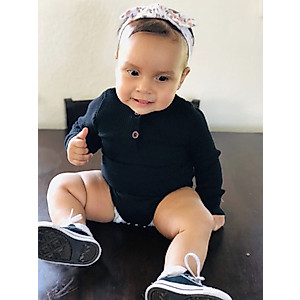 Lala Bear Baby Girl Boy 2 Pack Solid Long Sleeve Romper Bodysuit Clothes Black & White 12-18 Months