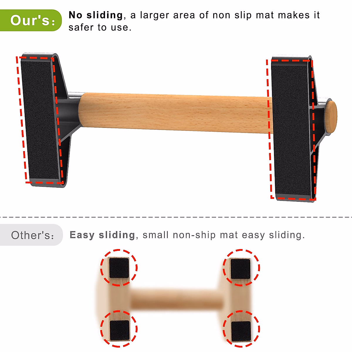 SELEWARE Wood Push up Bars Parallettes Bars Anti-Slip Handstand Bars for Calisthenics, Fitness, Floor Workouts Solid Wood with Sturdy Metal Bracket, Support 500 lbs 16 * 6.5 * 4 inch