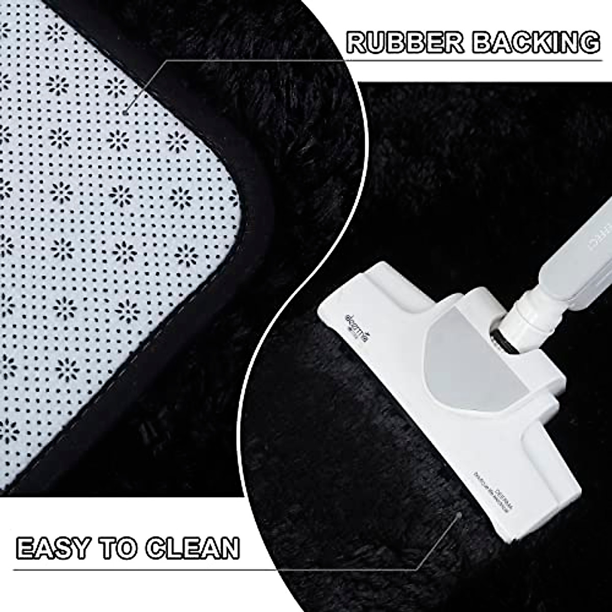 GERBIT Shag Area Rug 9x12 Feet Soft Indoor Rectangular Rugs Carpet Modern Luxury Plush Rugs for Living Room Home Decor Black