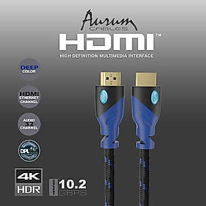 AURUM CABLES Ultra 4K HDMI Cable 4 ft Braided High-Speed HDMI Cord Supports TV, Gaming, Ethernet, HDR, ARC, UHD, 3D, HDTV, 10.2 Gbps, Compatible with PC, Laptop, PS4, Xbox, Roku, Blue-ray, 5 Pack