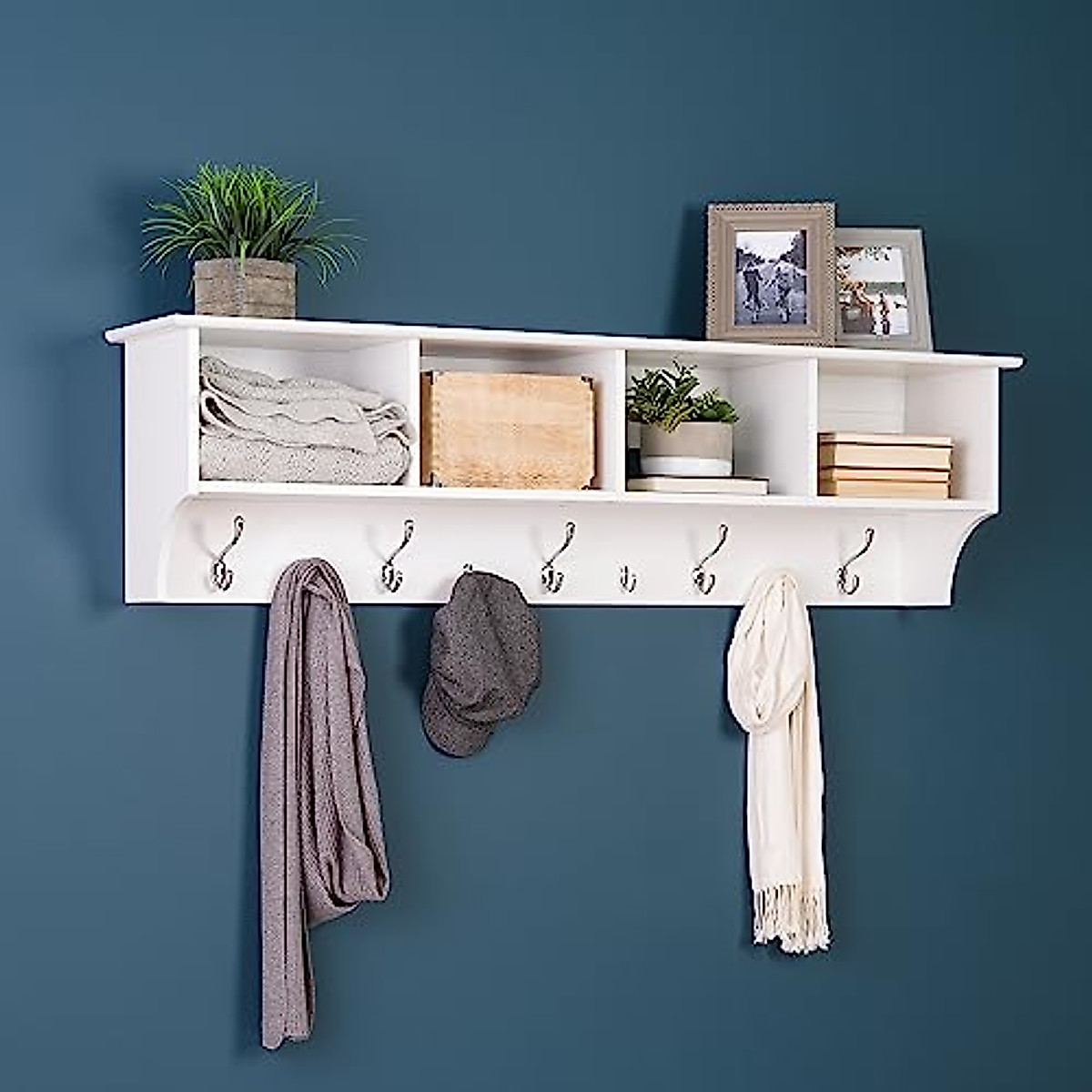 Prepac 60 inch Wide Hanging Entryway Shelf, White