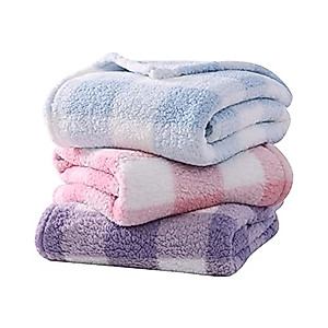 Shabby Chic® - Throw Blanket, Plaid Sherpa Bedding with Solid Reverse, Cozy Home Decor for Bed or Couch (Gingham Blue)