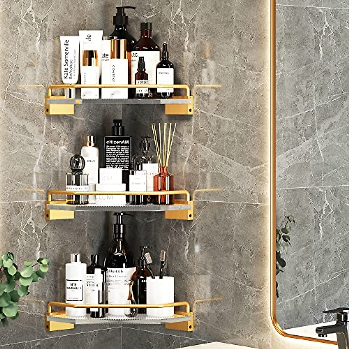 Corner Shower Caddy,Corner Shower Shelf, Shower Basket Wall Mounted,Shower Holder Organizer for Shampoo, Acrylic material, Beautiful and Generous Storage Shelf Shower Rack for Kitchen & Bathroom