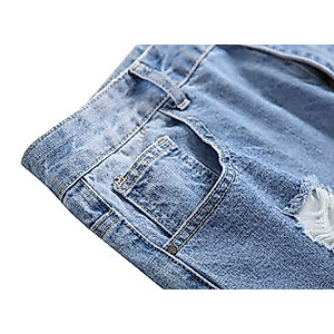 DANT BULUN Men's Ripped Distressed Destroyed Slim Fit Straight Leg Denim Jeans (38, Light BlueLY005)