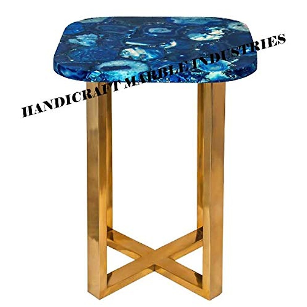 30" Inch Agate Square Table, Natural Agate Table, Square Coffee Table, Blue Agate Table, Square Agate Stone Table