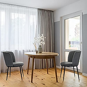 VINGLI Grey Dining Chairs Set of 2,Mid Century Modern Kitchen&Dining Room Chairs,Upholstered Fabric Dining Room Armless Chair for Home Kitchen,Living Room