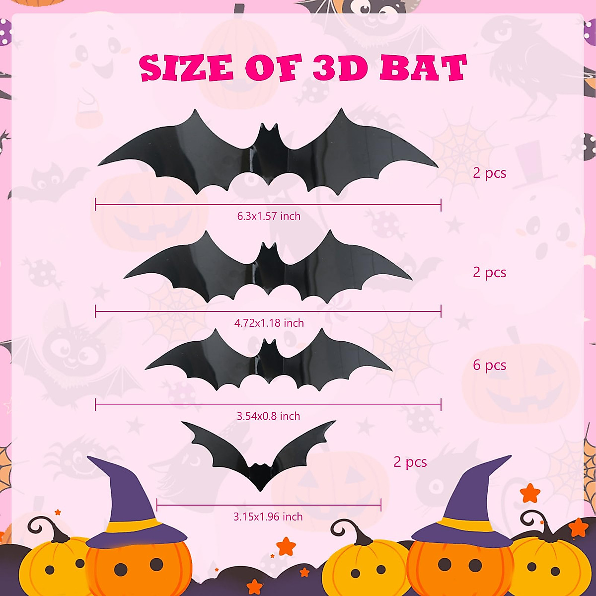 Pink Halloween Balloon Arch Kit for Halloween Baby Shower Birthday Decorations - Multi Colors & Different Sizes Halloween Balloons Garland with 12Pcs 3D Bat Stickers Fringe Curtains and B00 Balloons