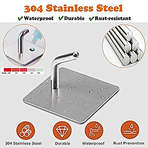 4 Packs Adhesive Hooks, Veriya Stainless Steel Self Adhesive Door Hook Wall Hanger, Heavy Duty Hanging Holder, Stick on Wall, Door, Bathroom Toilet Kitchen Office Closet Cabinet (Silver)