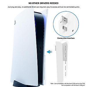 6 Port USB Hub for PS5, USB High-Speed Expansion Hub Charger Splitter Compatible with PlayStation 5 (Original Model), Extender Adapter 4 USB + 1 USB Charging Port + 1 Type C Port