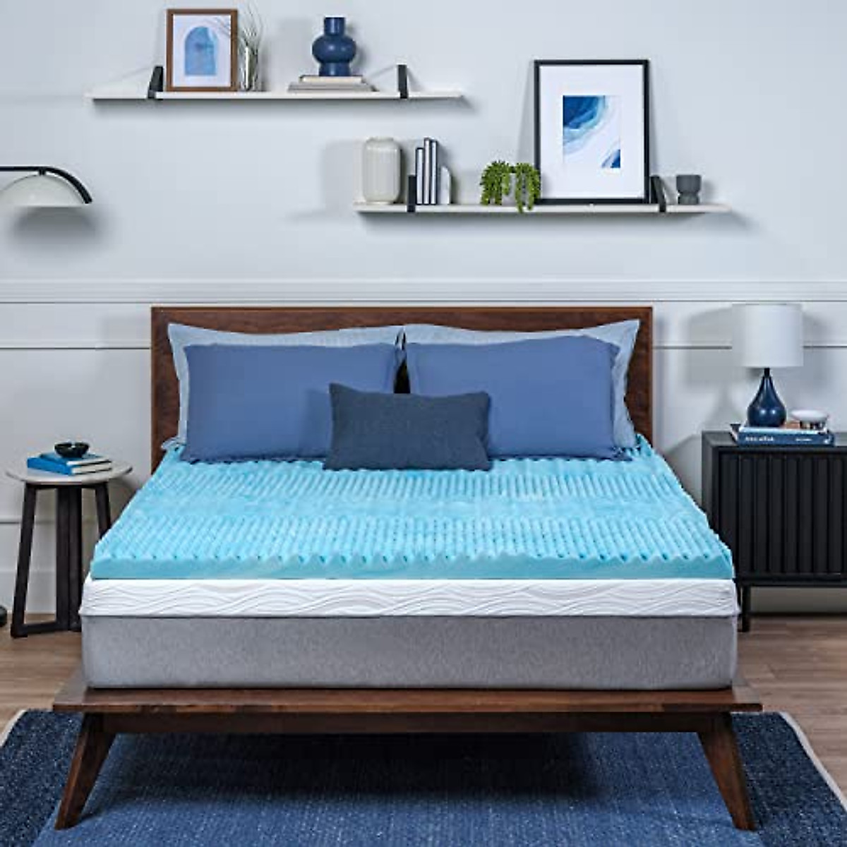 Sure2Sleep Queen Size, 3-Inch, 5-Zone Gel Swirl Memory Foam Mattress Topper Made in USA.