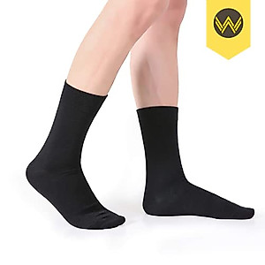 WANDER Men's Solid Dress Socks Cotton Black Men 8 Pairs Trouser Thin Classic Socks (Shoe Size:13-15, 8 Pairs Black)