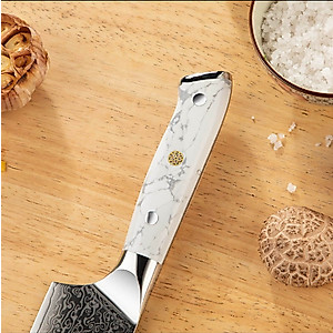 8-Inch Japanese Style Chef Knife – VG-10 Damascus Steel Blade, Ultra-Sharp High-Carbon Core, Ergonomic White Turquoise Resin Handle, Professional Luxury Kitchen Knife for Home Chefs, Includes Gift Box