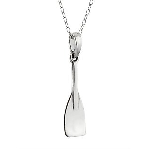 FashionJunkie4Life Sterling Silver Rowing Oar Pendant Necklace, 18" Chain, Crew Racing