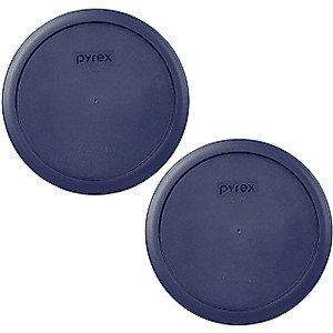 Pyrex - 7402-pc - Dark Blue Plastic Cover fits 6 & 7 cup Round Dishes - 2 Pack - Original Genuine Pyrex - Made in the USA